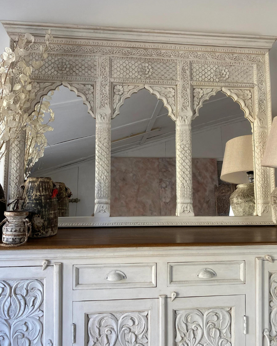Large Indian 3 Arch Mirror with Intricate Detailing – Kirei Home Ltd