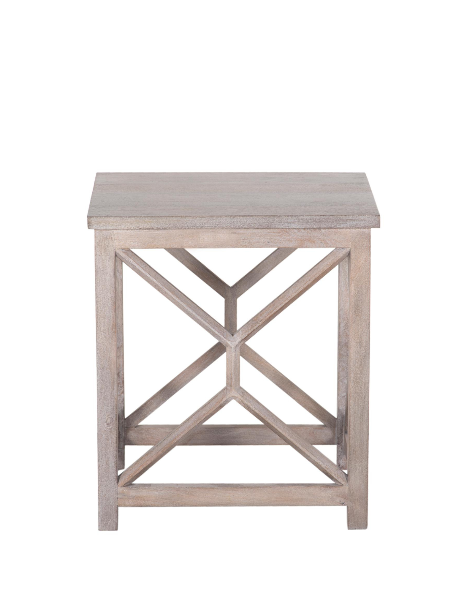 Contemporary Mango Wood End Table – Whitewashed Finish | Kirei Home ...