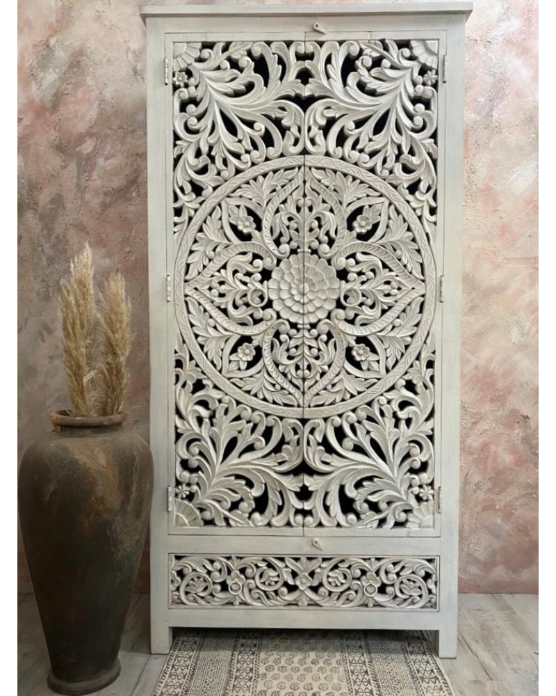 Ornate Hand-Carved Mango Wood Armoire / Cabinet – Kirei Home Ltd